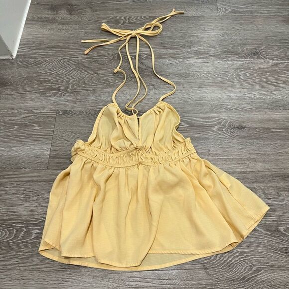 SHEIN | Tops | Shein Light Yellow Halter Top With Doubletie At Top ...